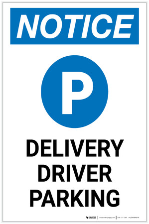 Notice: Delivery Driver Parking with Icon Portrait - Label