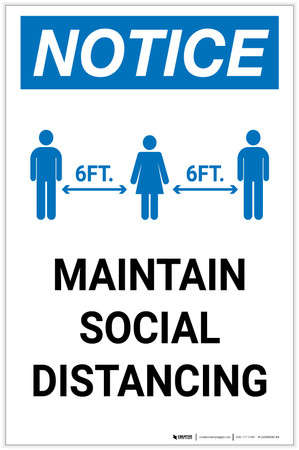 Notice: Maintain Social Distancing with Icon Portrait - Label