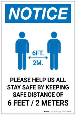 Notice: Please Help Us All Stay Safe By Keeping 2m Distance with Icon ...