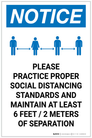 Notice: Please Practice Proper Social Distancing Standards with Icon ...