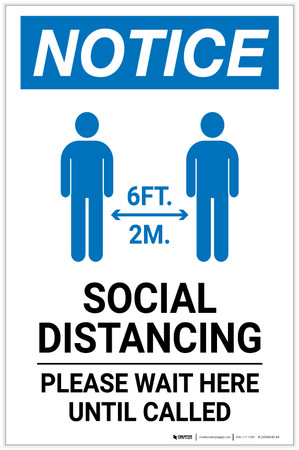 Notice: Please Wait Here Until Called with Icon Portrait - Label