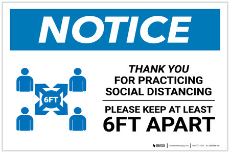 Notice: Thank You For Practicing Social Distancing with Icon Landscape ...