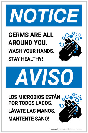 Notice: Stay Healthy Wash Your Hands Bilingual Spanish with Icons ...