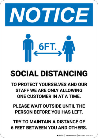 Notice: Social Distancing One Customer At A Time with Icon Portrait ...