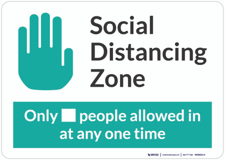Social Distancing Zone with Icon Green Landscape - Wall Sign