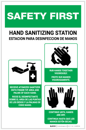 Safety First: Bilingual Spanish Hand Sanitizing Station 3-Steps with ...