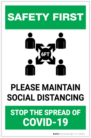 Safety First: Please Maintain Social Distancing Stop the Spread with ...