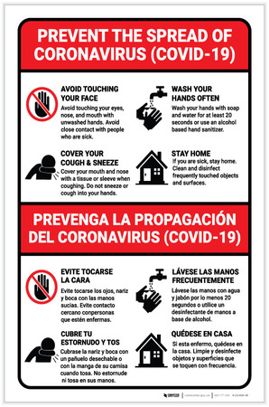 Prevent the Spread of Coronavirus Bilingual Spanish with Icons Portrait ...