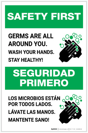 Safety First: Stay Healthy Wash Your Hands Bilingual Spanish with Icon ...