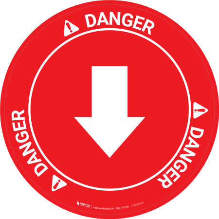 Danger: Down Arrow OSHA Circular - Floor Sign