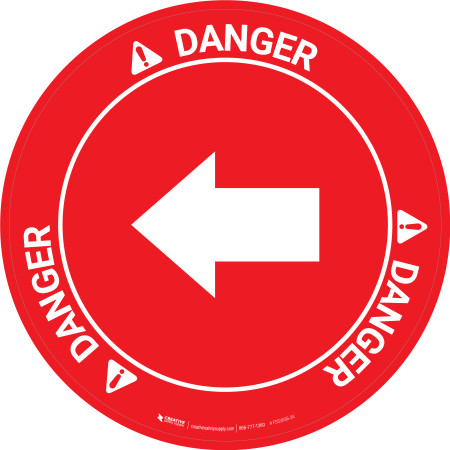 Danger: Left Arrow OSHA Circular - Floor Sign