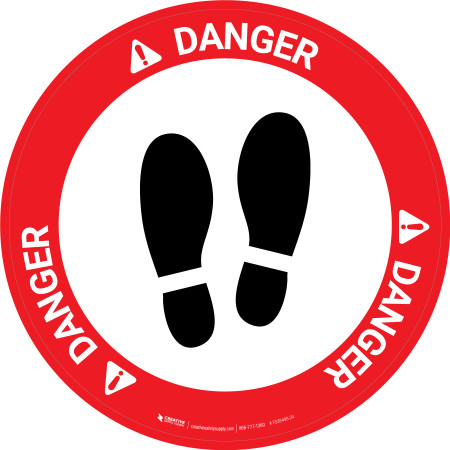 Danger: Shoe Print Up OSHA Circular - Floor Sign