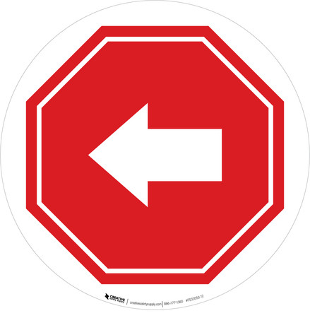 Left Arrow Stop Circular - Floor Sign