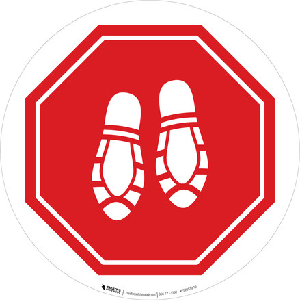 Shoe Print Down Stop Circular - Floor Sign