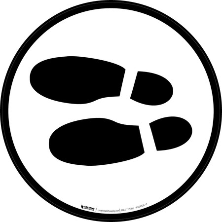 Shoe Print Left Black Circular v2 - Floor Sign