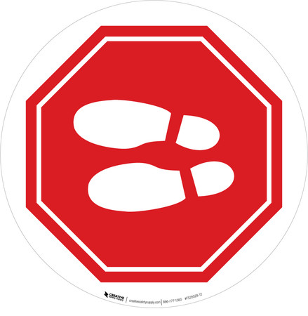 Shoe Print Left Stop Circular v2 - Floor Sign