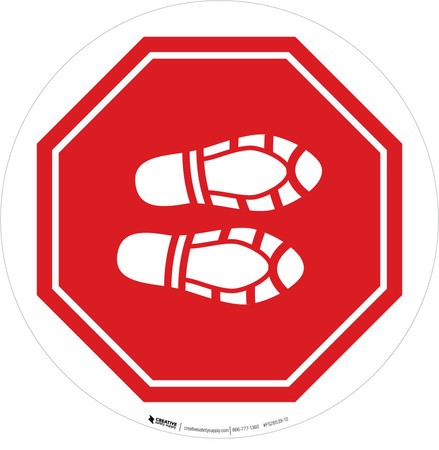 Shoe Print Right Stop Circular - Floor Sign