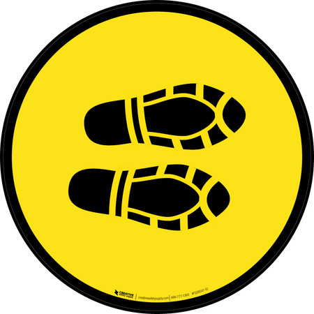 Shoe Print Right Yellow Circular - Floor Sign