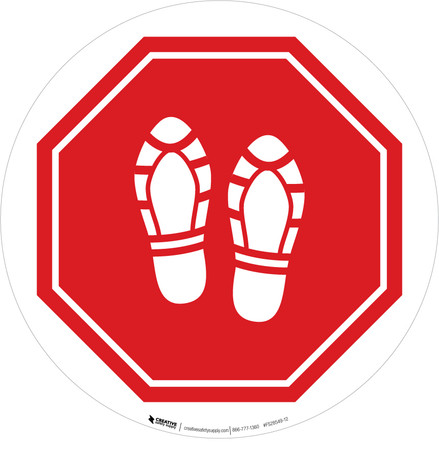 Shoe Print Up Stop Circular - Floor Sign