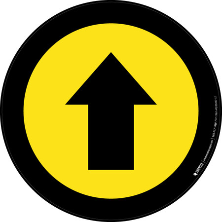 Up Arrow Yellow with Black Border Circular - Floor Sign