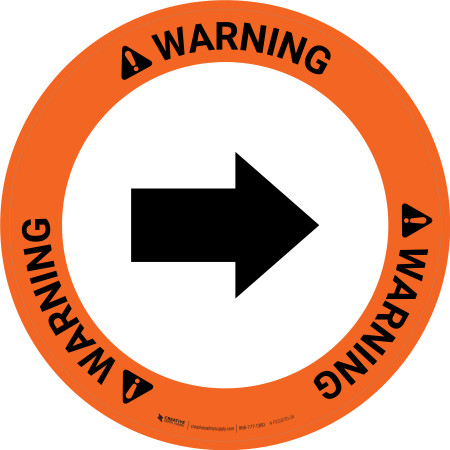 Warning: Right Arrow Circular - Floor Sign