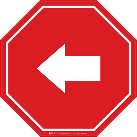 Left Arrow Red Stop - Floor Sign