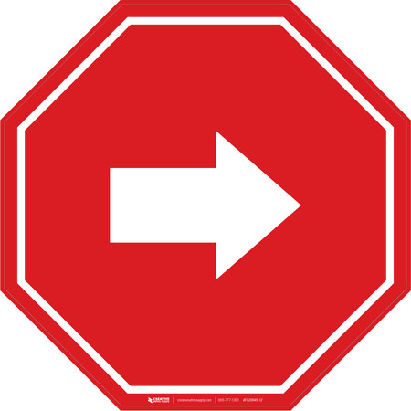Right Arrow Red Stop - Floor Sign