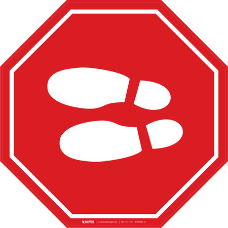 Shoe Print Left Red Stop v2 - Floor Sign