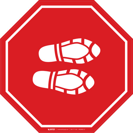 Shoe Print Right Red Stop - Floor Sign