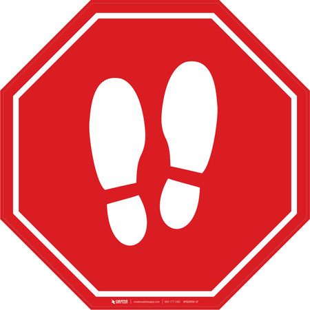 Shoe Print Up Red Stop v2 - Floor Sign