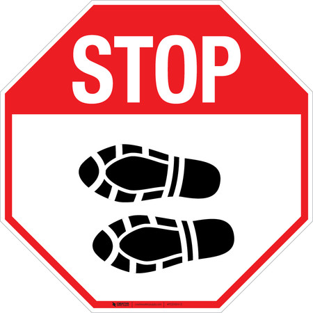 Stop Shoe Print Left - Floor Sign