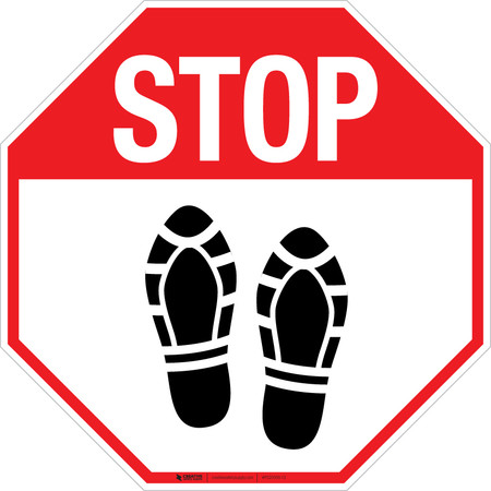 Stop Shoe Print Up - Floor Sign