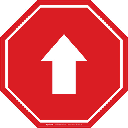 Up Arrow Red Stop - Floor Sign