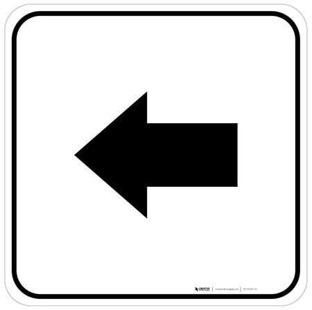 Left Arrow Black Square - Floor Sign