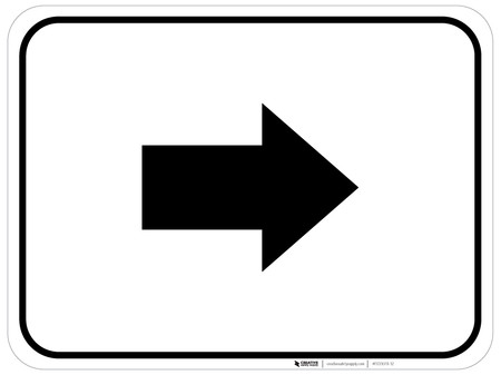 Right Arrow Black Rectangle - Floor Sign