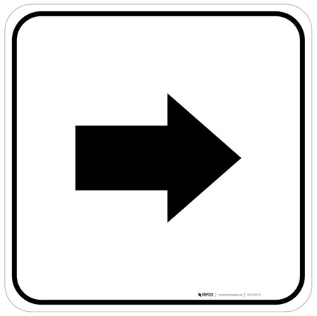 Right Arrow Black Square - Floor Sign