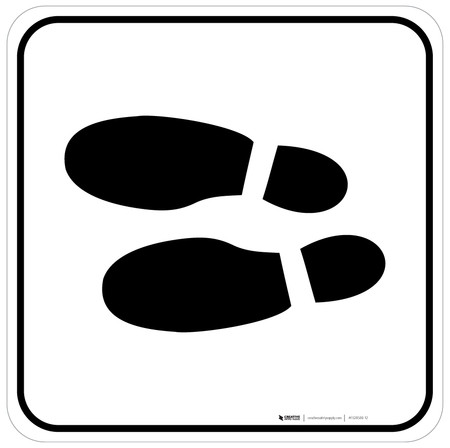 Shoe Print Left Black Square v2 - Floor Sign