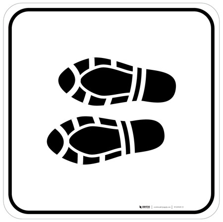 Shoe Print Left Black Square - Floor Sign
