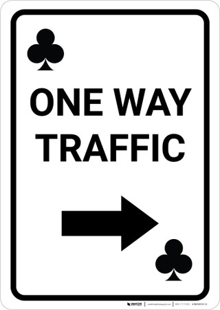 Casino - One Way Traffic Clubs Playing Card with Arrow Right Portrait ...