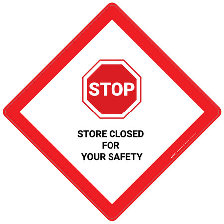 Stop: Store Closed For Your Safety - Placard Sign
