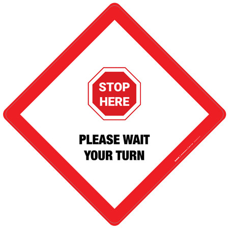 Stop Here: Please Wait Your Turn - Placard Sign