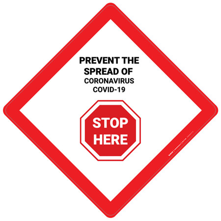 Stop Here: Prevent The Spread Covid-19 - Placard Sign