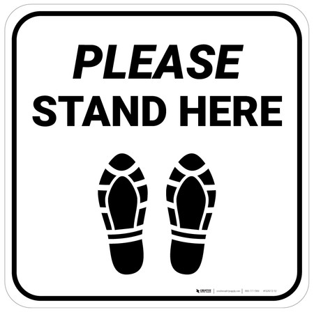 Please Stand Here Shoe Prints Square - Floor Sign