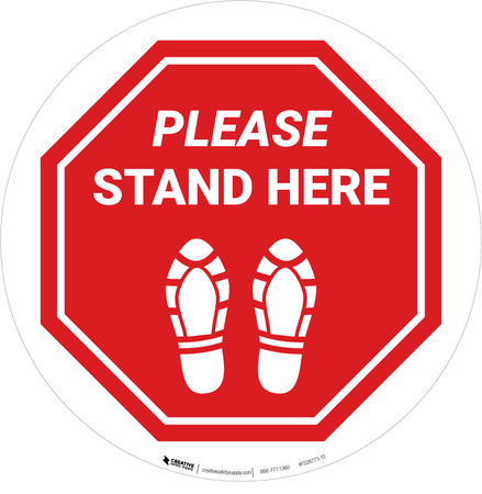 Please Stand Here Shoe Prints Stop Circular - Floor Sign | Creative ...