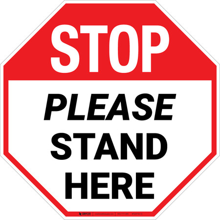 STOP Please Stand Here Stop - Floor Sign
