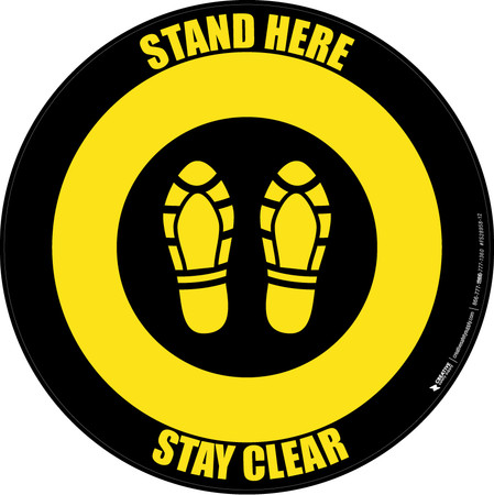 Stand Here Stay Clear Shoe Prints Yellow/Black Circular - Floor Sign ...
