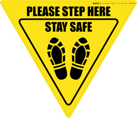 Please Step Here Stay Safe Shoe Prints Yield - Floor Sign