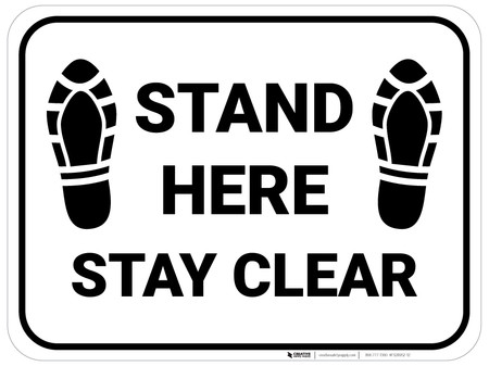 Stand Here Stay Clear Shoe Prints Rectangle - Floor Sign | Creative ...