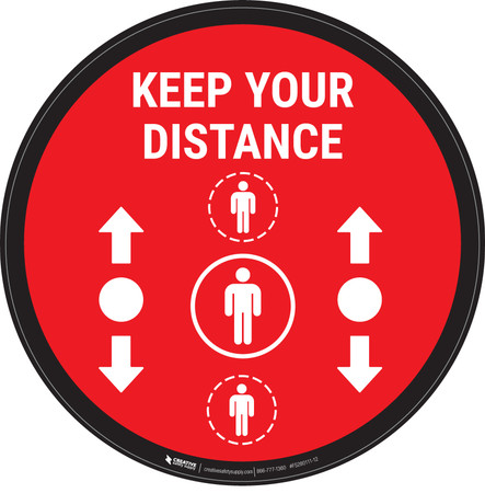 Keep Your Distance With Social Distance Dots Red - Circular - Floor Sign