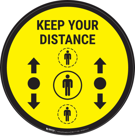 Keep Your Distance With Social Distance Dots Yellow - Circular - Floor Sign